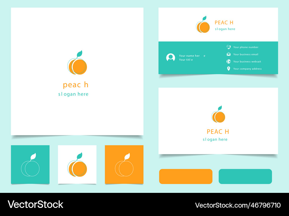 Peach logo design with editable slogan branding Vector Image