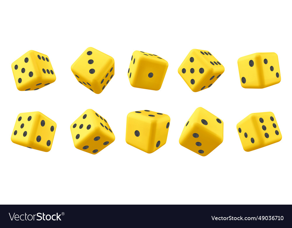 Red 3d play casino game cube dice isolated Vector Image
