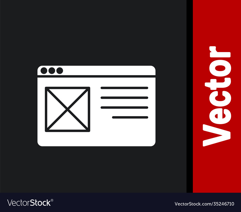 White browser window icon isolated on black Vector Image