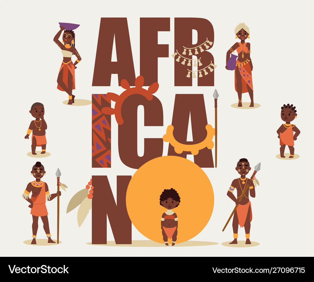 African native tribe people isolated on white Vector Image