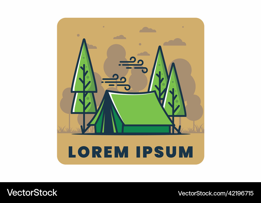 Big camping tent and pine trees Royalty Free Vector Image