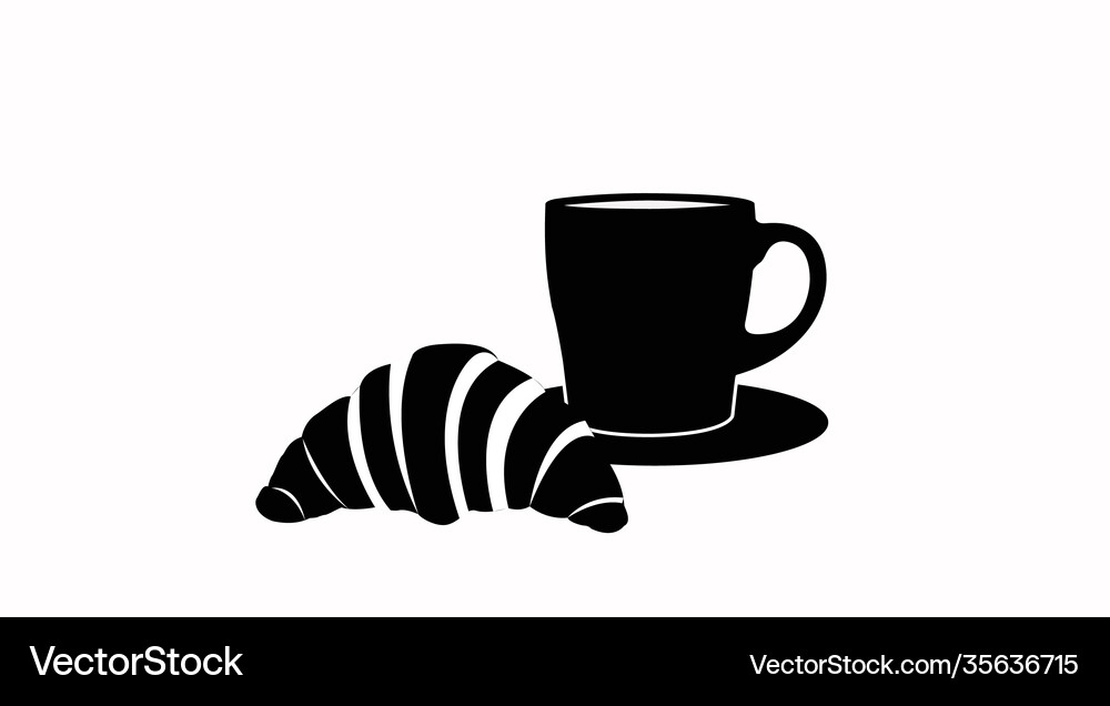 Black and white coffee croissant icon Royalty Free Vector