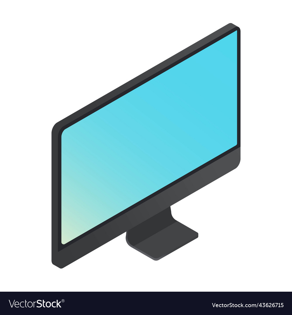 Black isometric pc monitor Royalty Free Vector Image