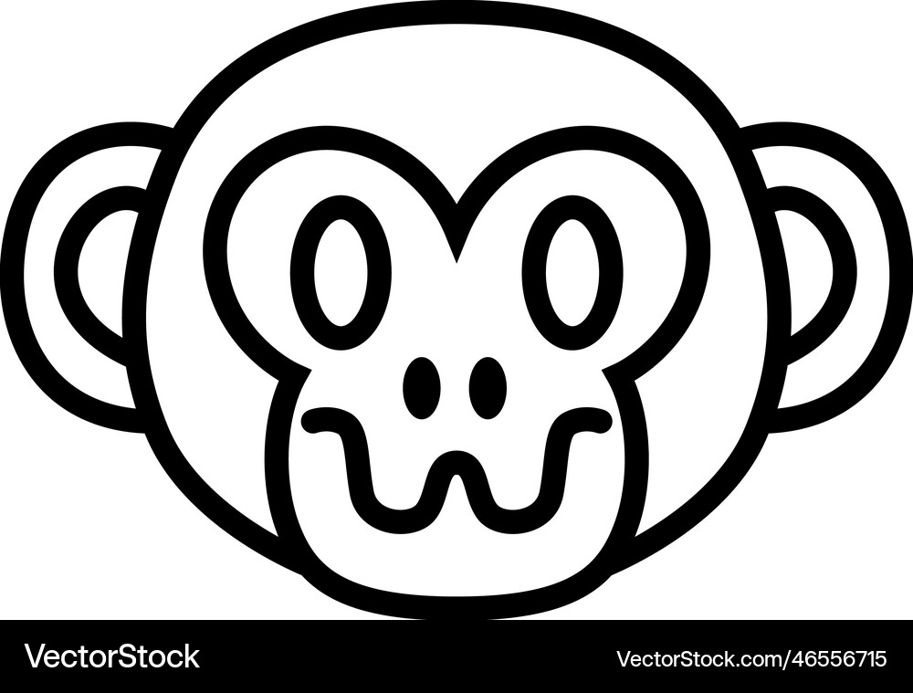 Crazy monkey face icon black and white line style Vector Image