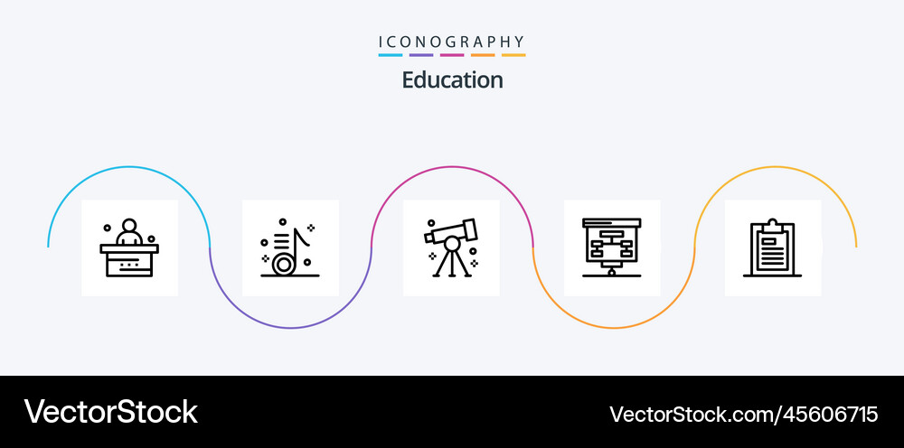 Education line 5 icon pack including presentation Vector Image