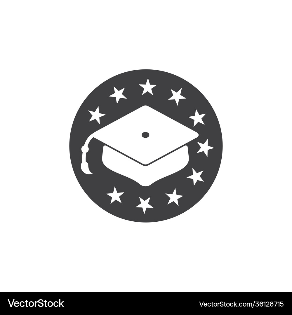 Graduation hat circle stars education logo Vector Image