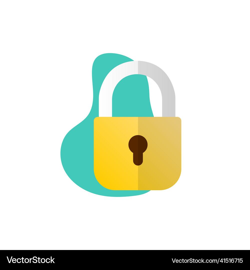 Lock icon isolated on white background yellow Vector Image