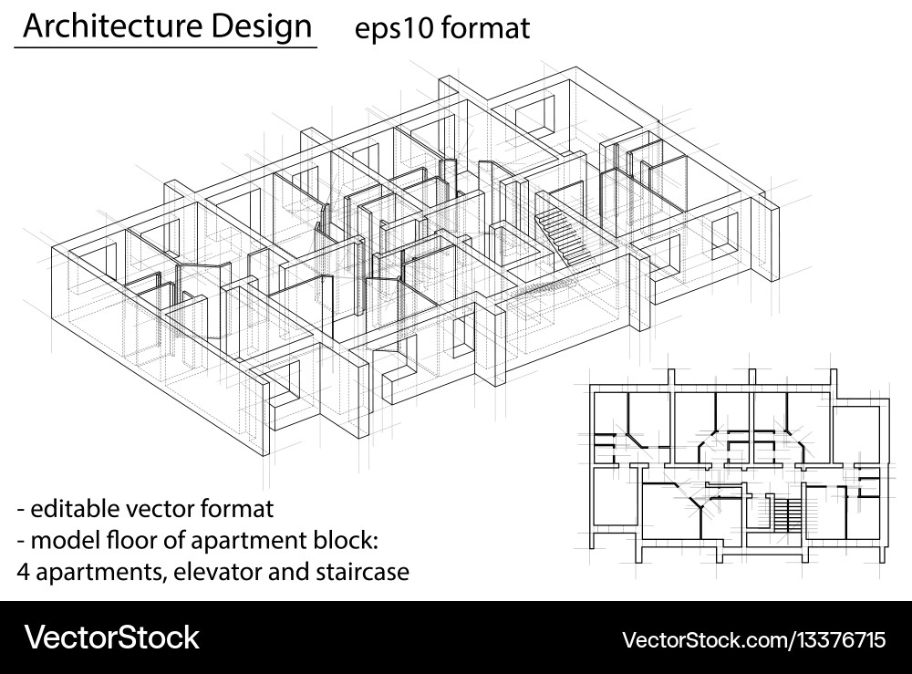 Model floor apartment block Royalty Free Vector Image
