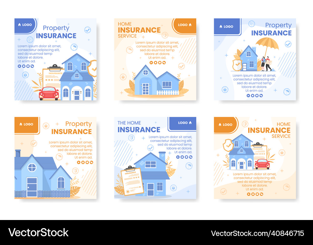 Property and home insurance post template flat Vector Image