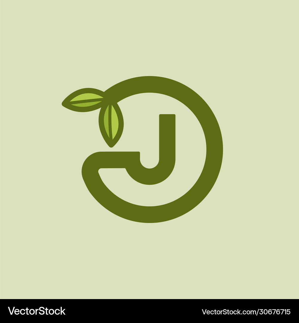 Round plant letter design j Royalty Free Vector Image