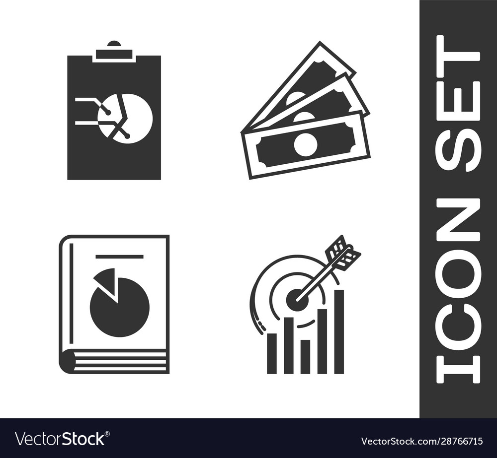 Set target with graph chart clipboard with graph Vector Image