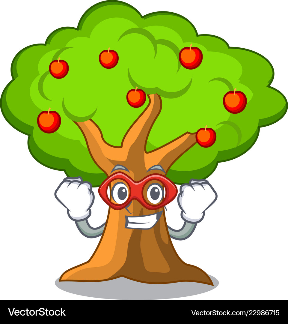 Super hero apple tree full isolated mascot Vector Image