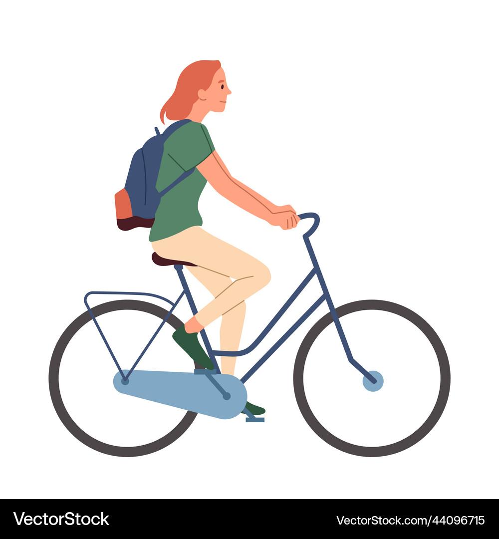 Woman ride bicycle Royalty Free Vector Image - VectorStock