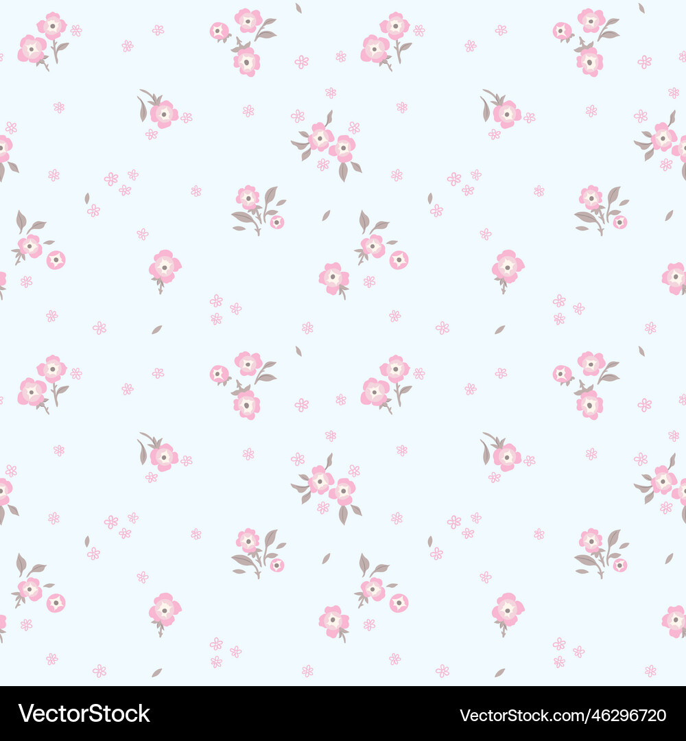 A pattern of small pink flowers on light Vector Image