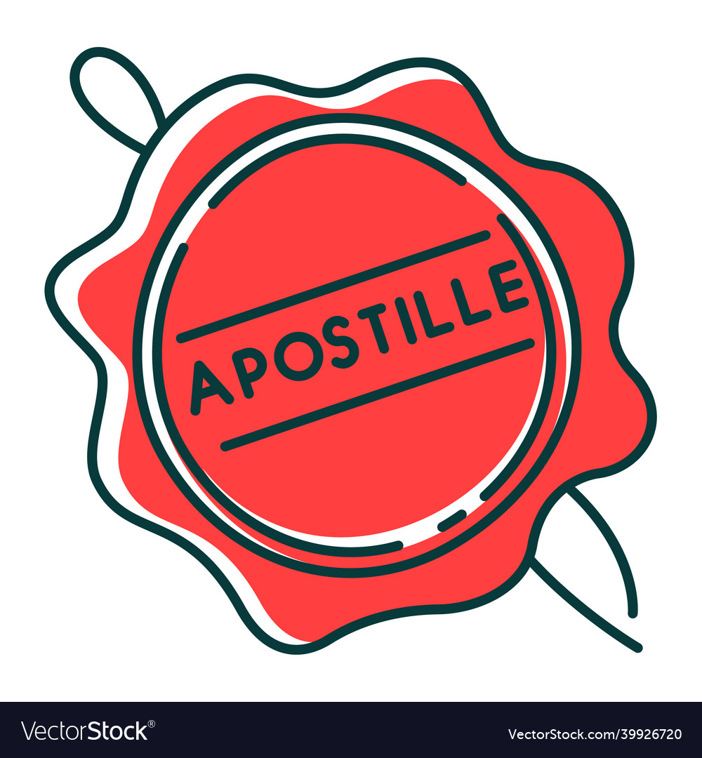 Apostille red wax seal rgb color icon notary Vector Image Apostille red wax seal rgb color icon notary Vector Image