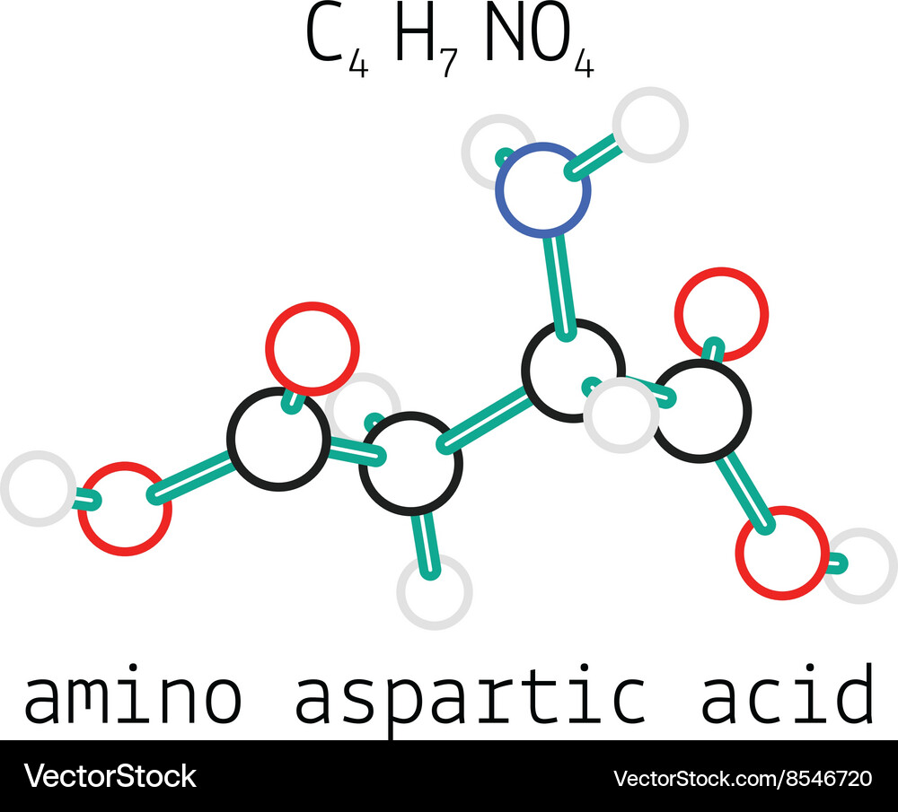 C4h7no4 aspartic acid amino molecule Royalty Free Vector