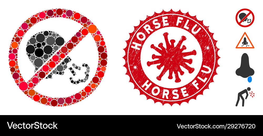 Collage no sneeze icon with coronavirus textured Vector Image