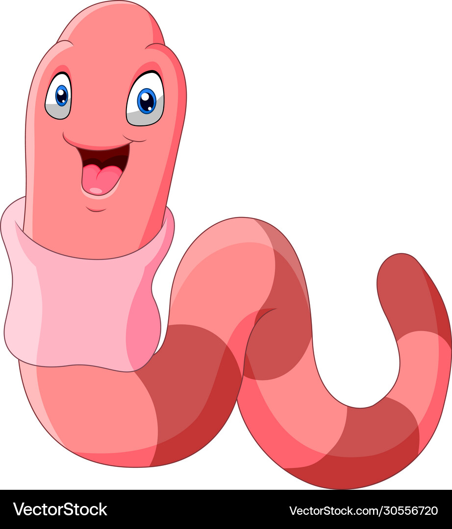 Cute pink worm cartoon smile Royalty Free Vector Image