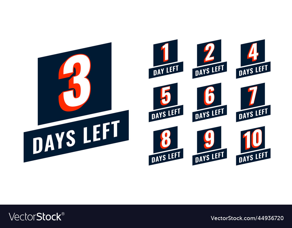 Days left countdown timer in flat style design Vector Image