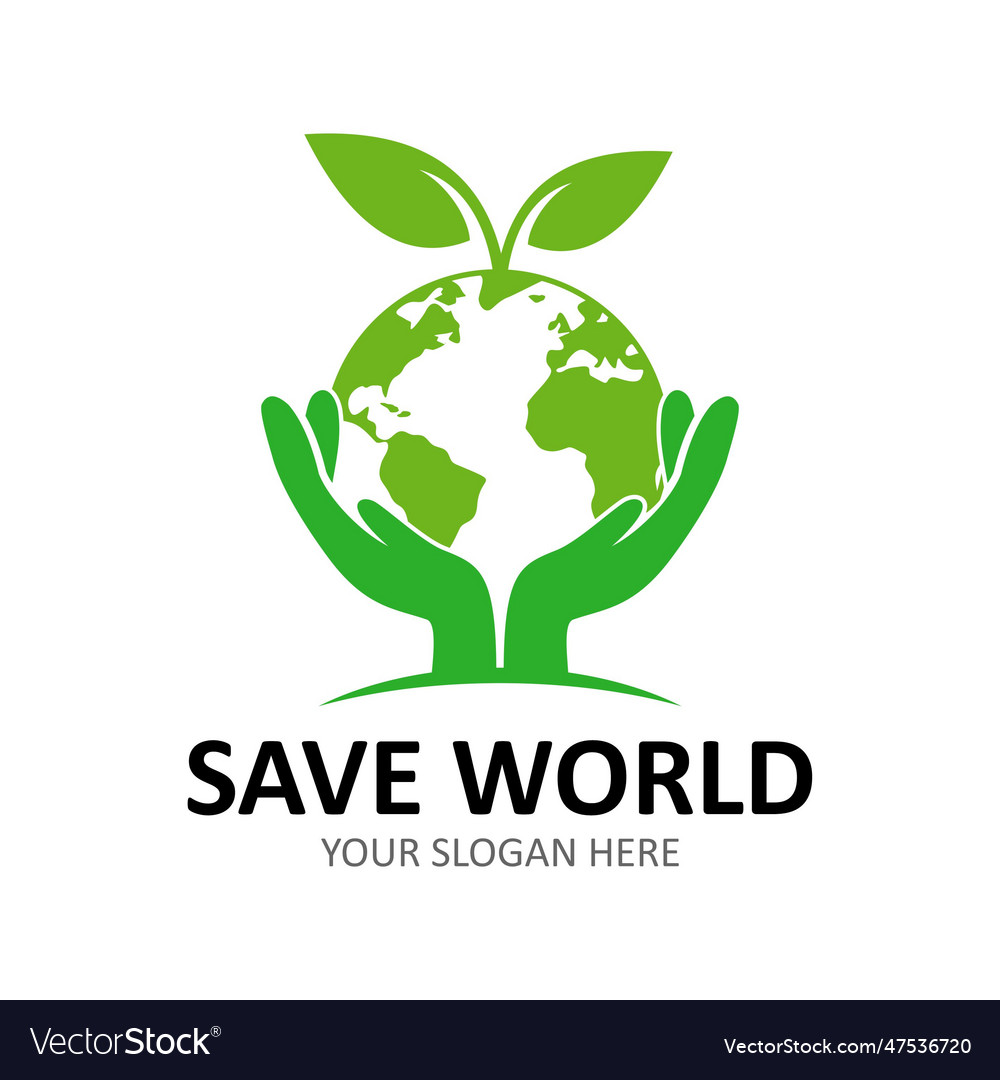 Green save world logo Royalty Free Vector Image Green save world logo Royalty Free Vector Image