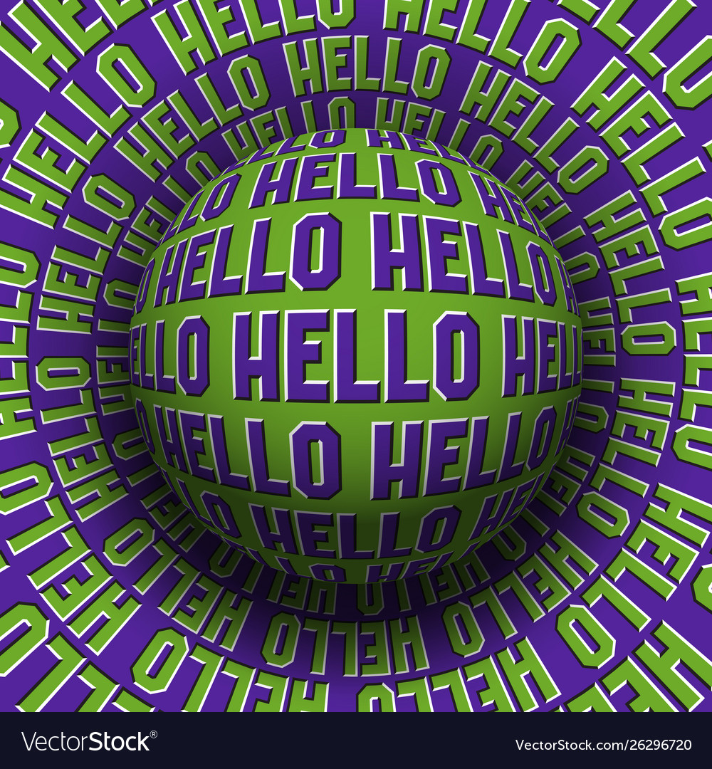 Hello patterned sphere rolling on rotating Vector Image
