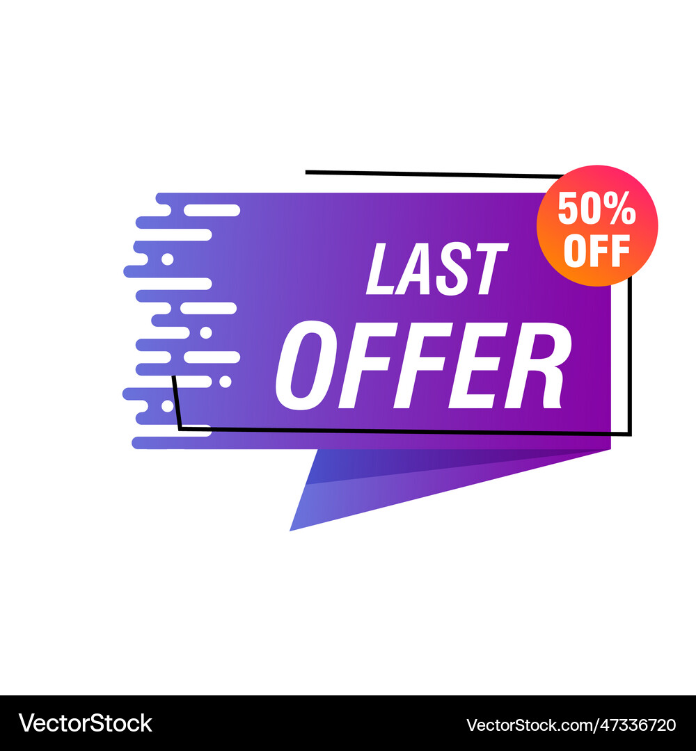 Last offer purple banner design Royalty Free Vector Image