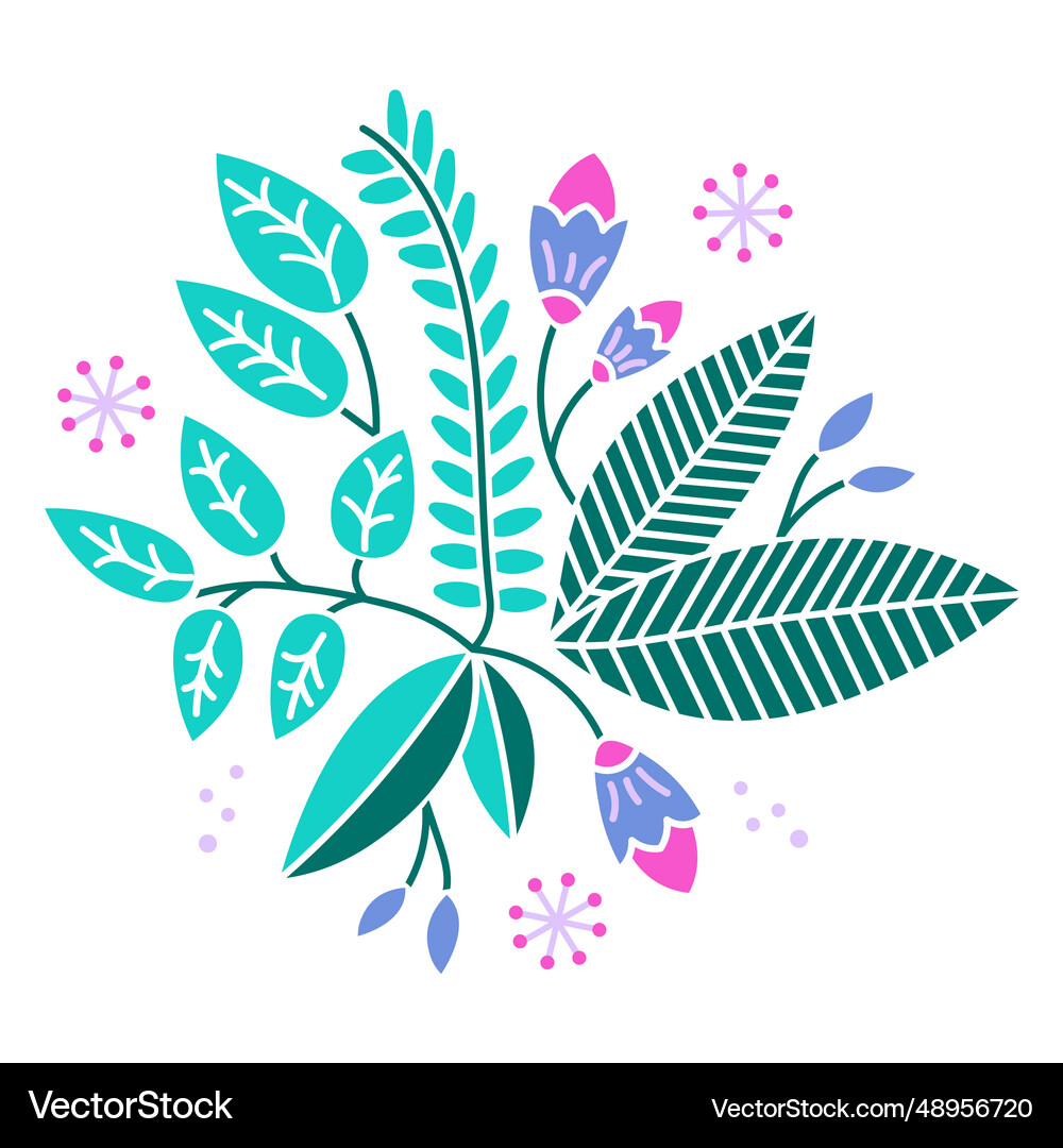 Plants and leaves color cut out Royalty Free Vector Image