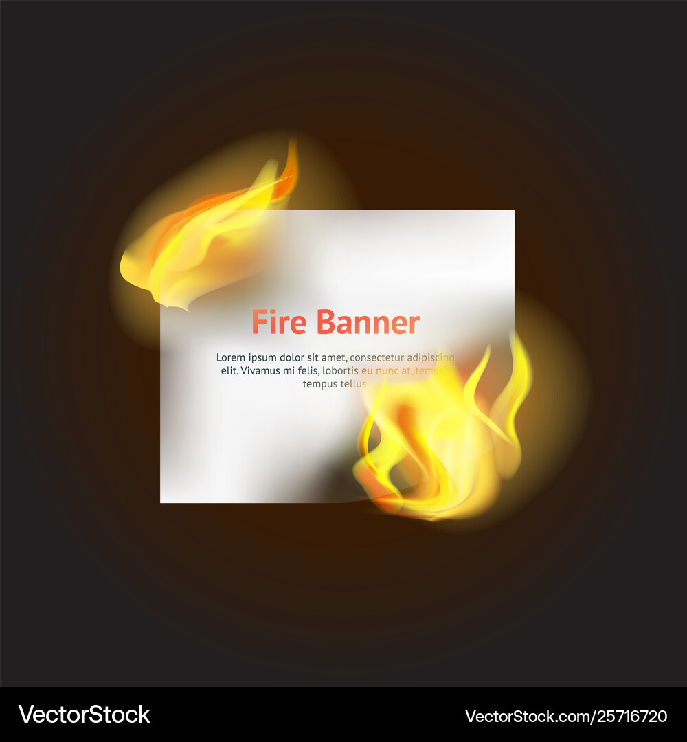 Realistic detailed 3d fire banner with hot flame Vector Image