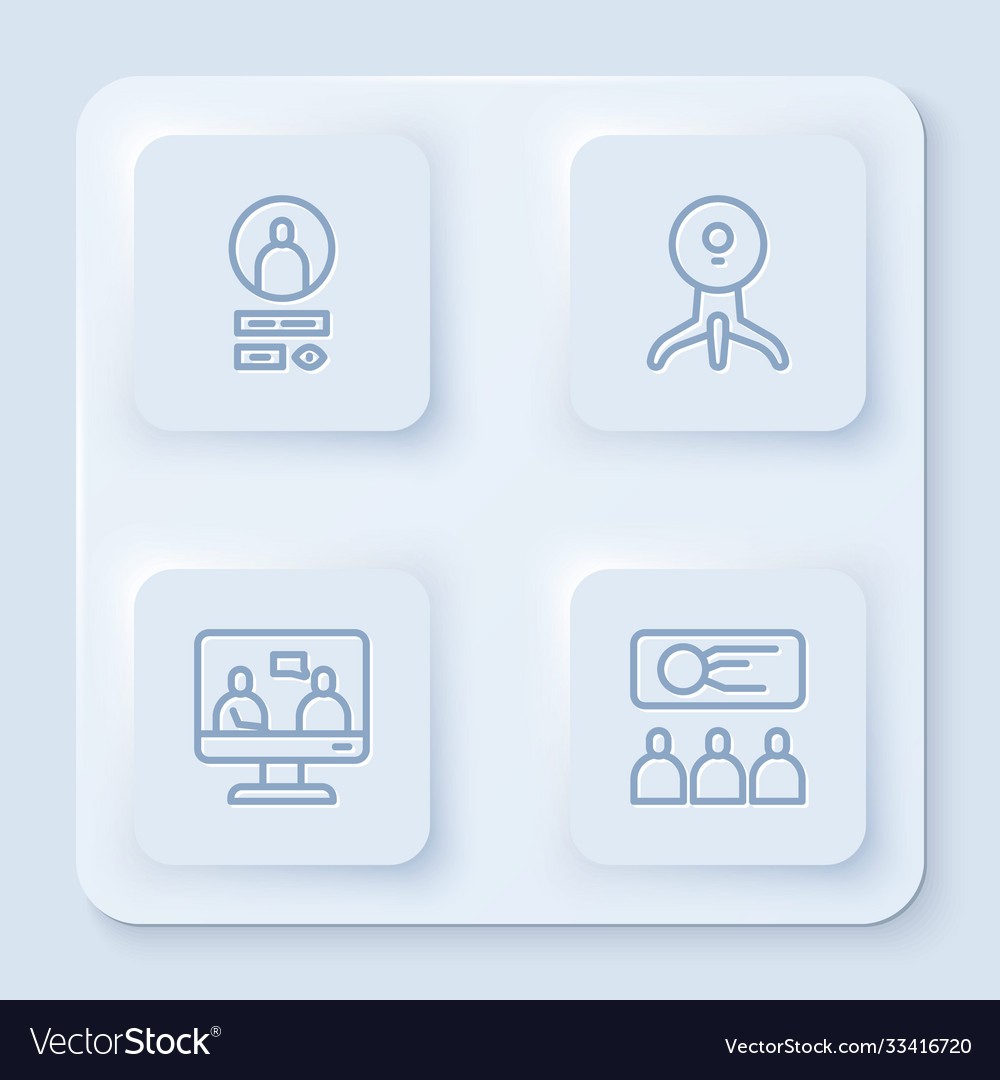 Set Line Create Account Screen Web Camera Online Vector Image 7065