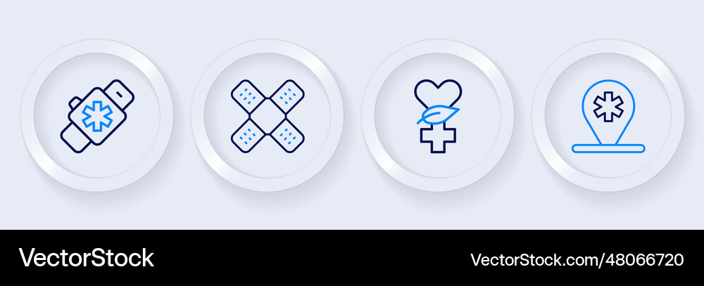 Set line location hospital ethnoscience crossed Vector Image