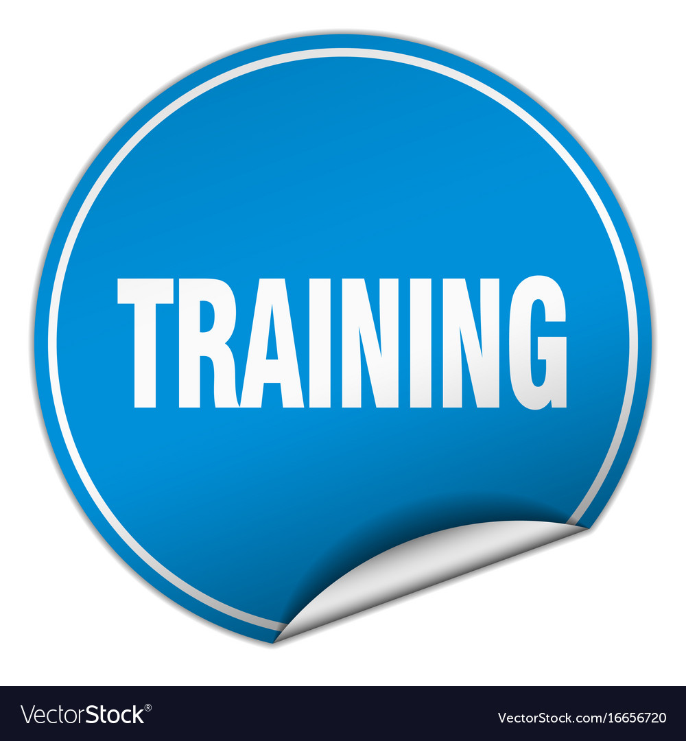 Training round blue sticker isolated on white Vector Image