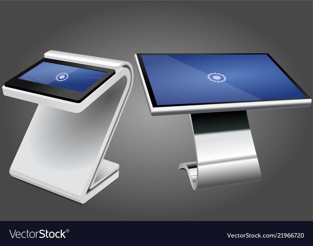 Two promotional interactive information kiosk Vector Image