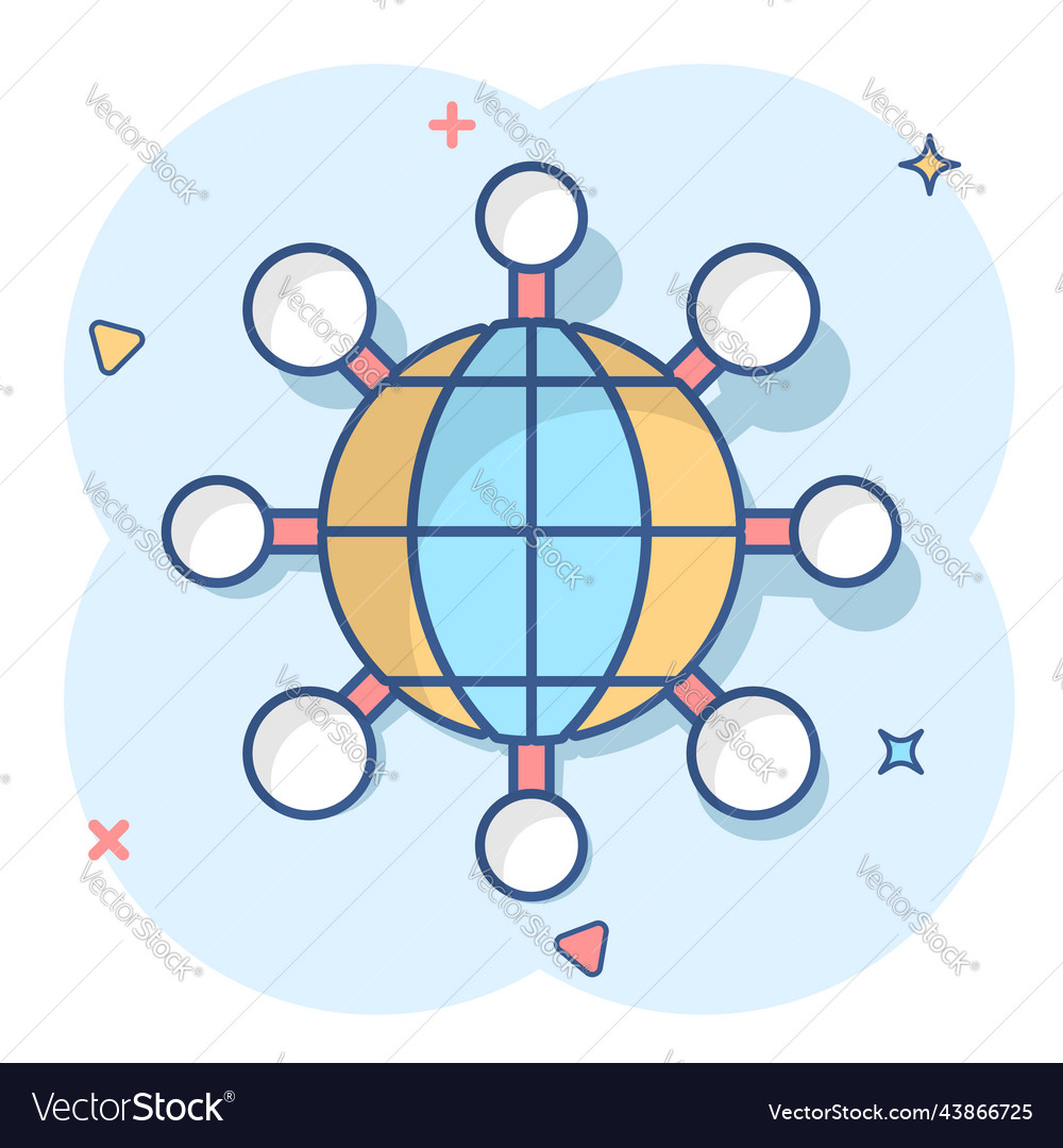 Cartoon sharing globe icon in comic style digital Vector Image Cartoon sharing globe icon in comic style digital Vector Image