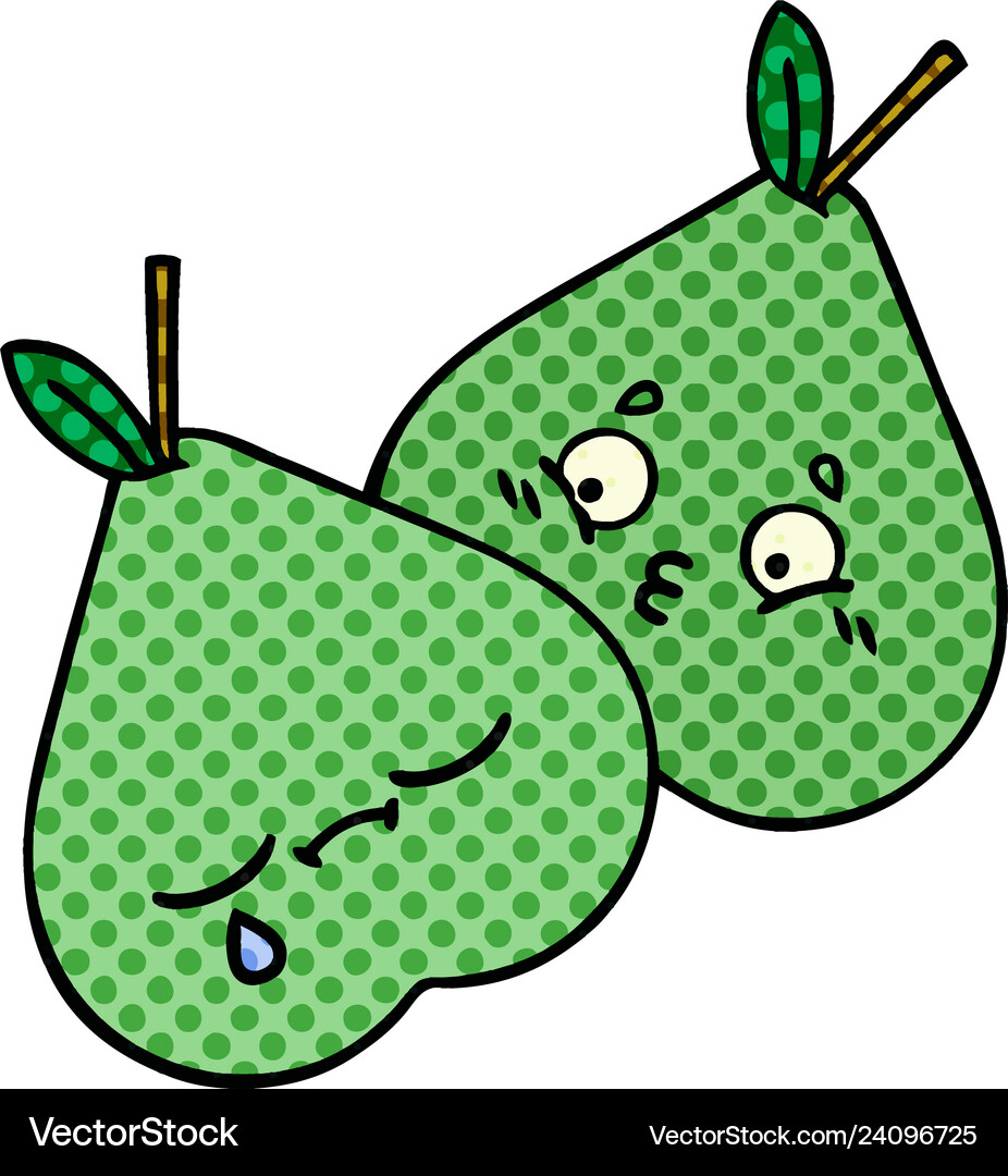 Comic book style cartoon green pear Royalty Free Vector