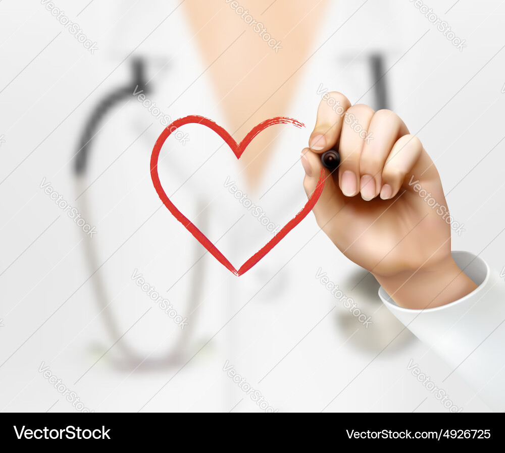 Doctors hand drawing a heart symbol Royalty Free Vector