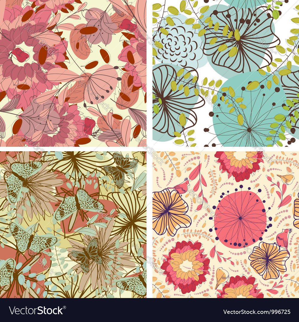 Floral seamless set Royalty Free Vector Image - VectorStock