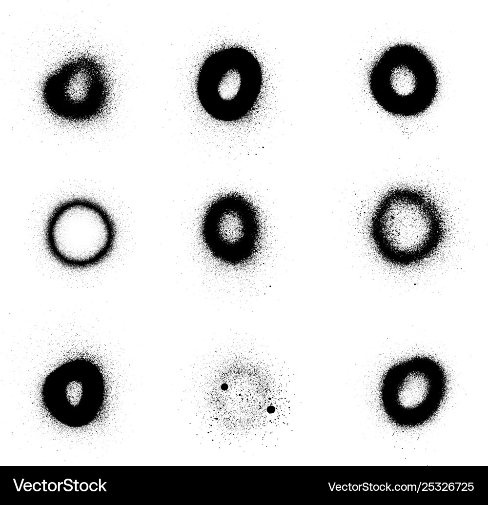 Graffiti circle collection sprayed in black Vector Image