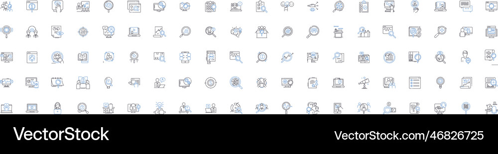 Hunt line icons collection adventure explore Vector Image