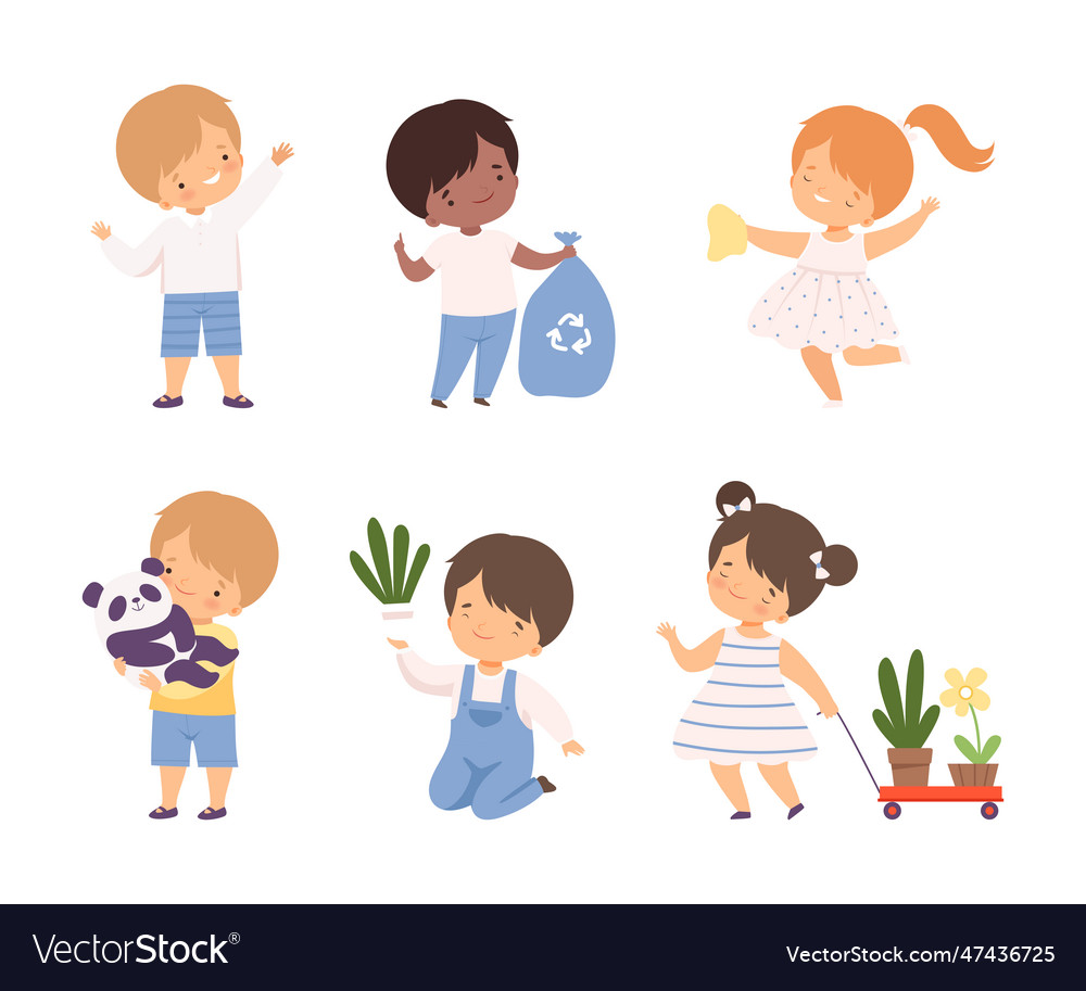 Little boy and girl taking care of planet earth Vector Image
