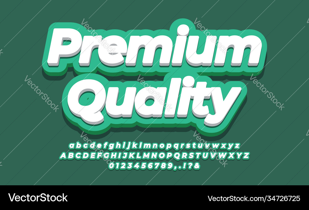 Premium quality text 3d green marketing Royalty Free Vector