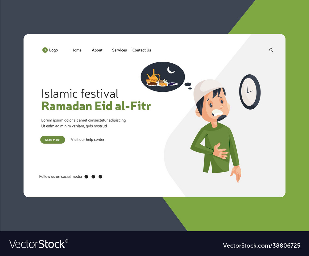 Ramadan eid al fitr landing page Royalty Free Vector Image