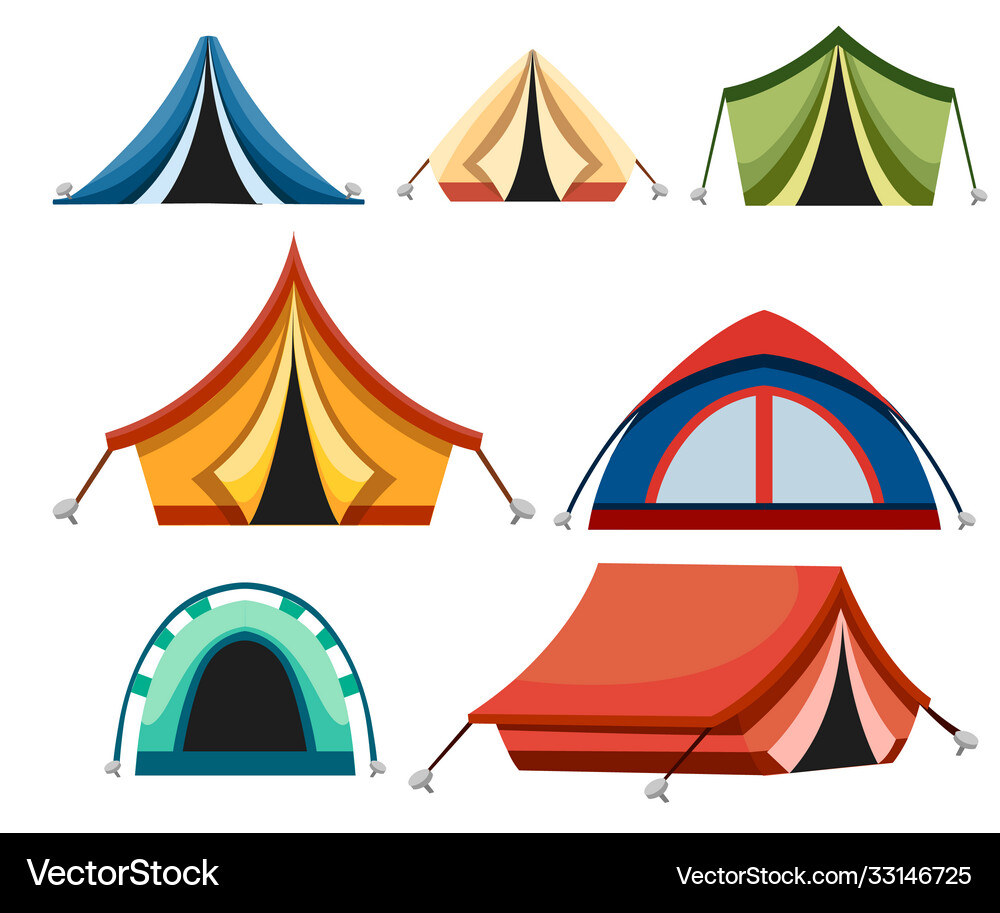Set hiking and camping tent triangle and dome Vector Image