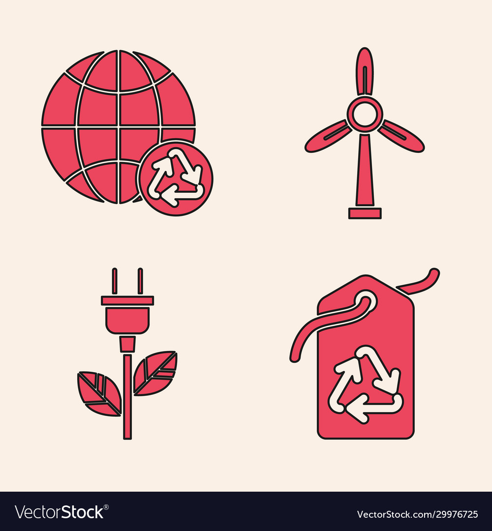 Set tag with recycle symbol planet earth Vector Image