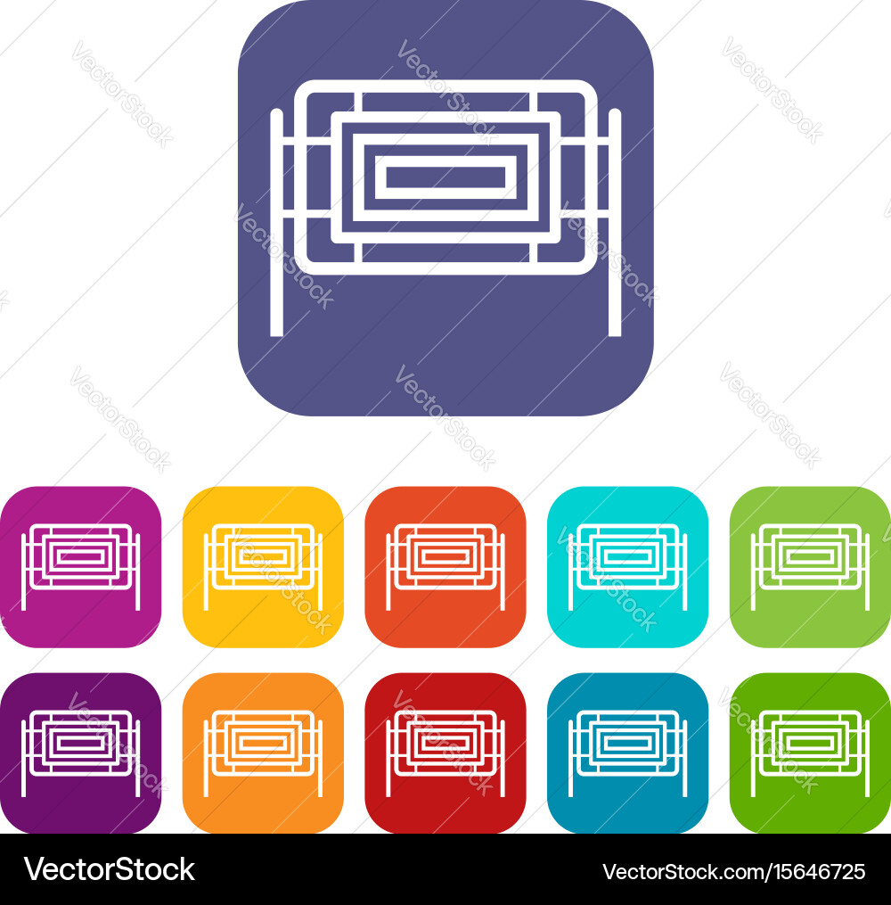 Square fence icons set flat Royalty Free Vector Image