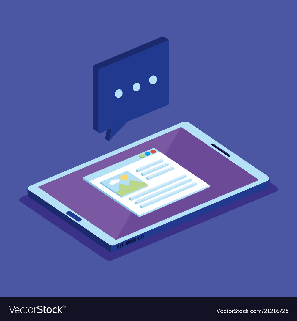 Tablet device isometric icon Royalty Free Vector Image