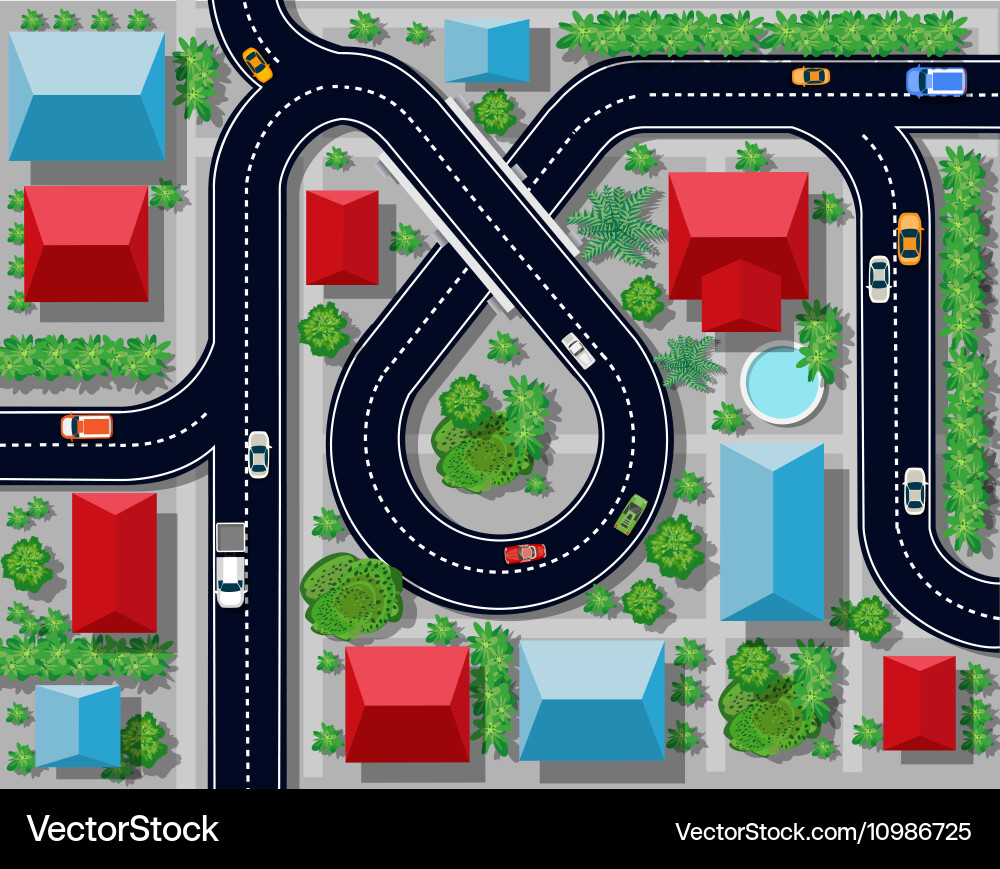 View of a highway junction Royalty Free Vector Image