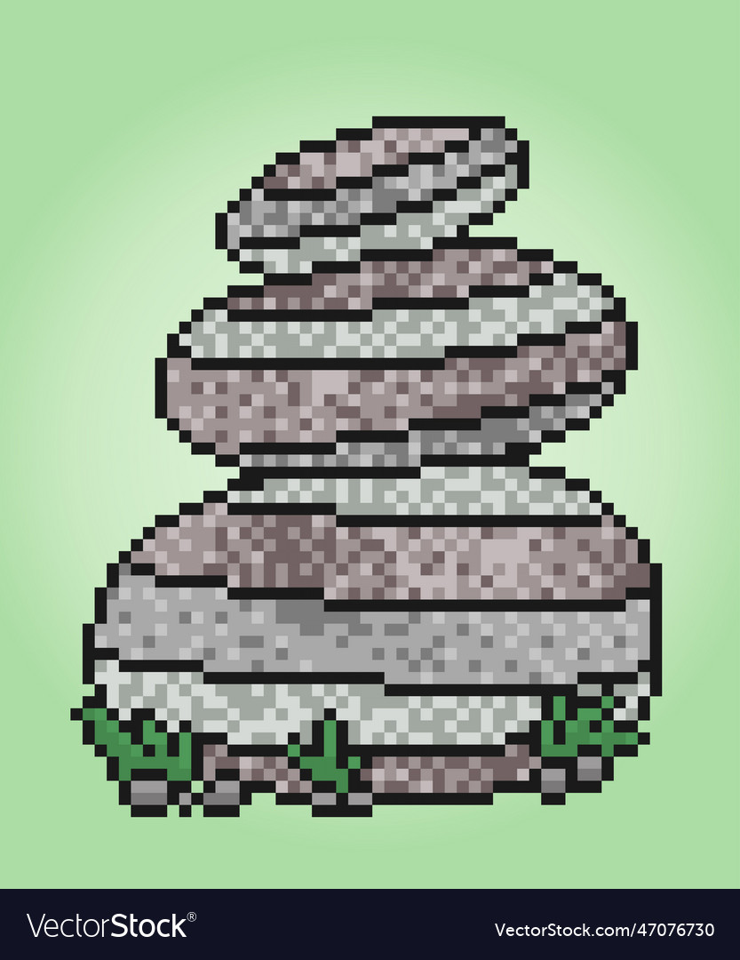 8 bit pixel stone stack in vertical view Vector Image