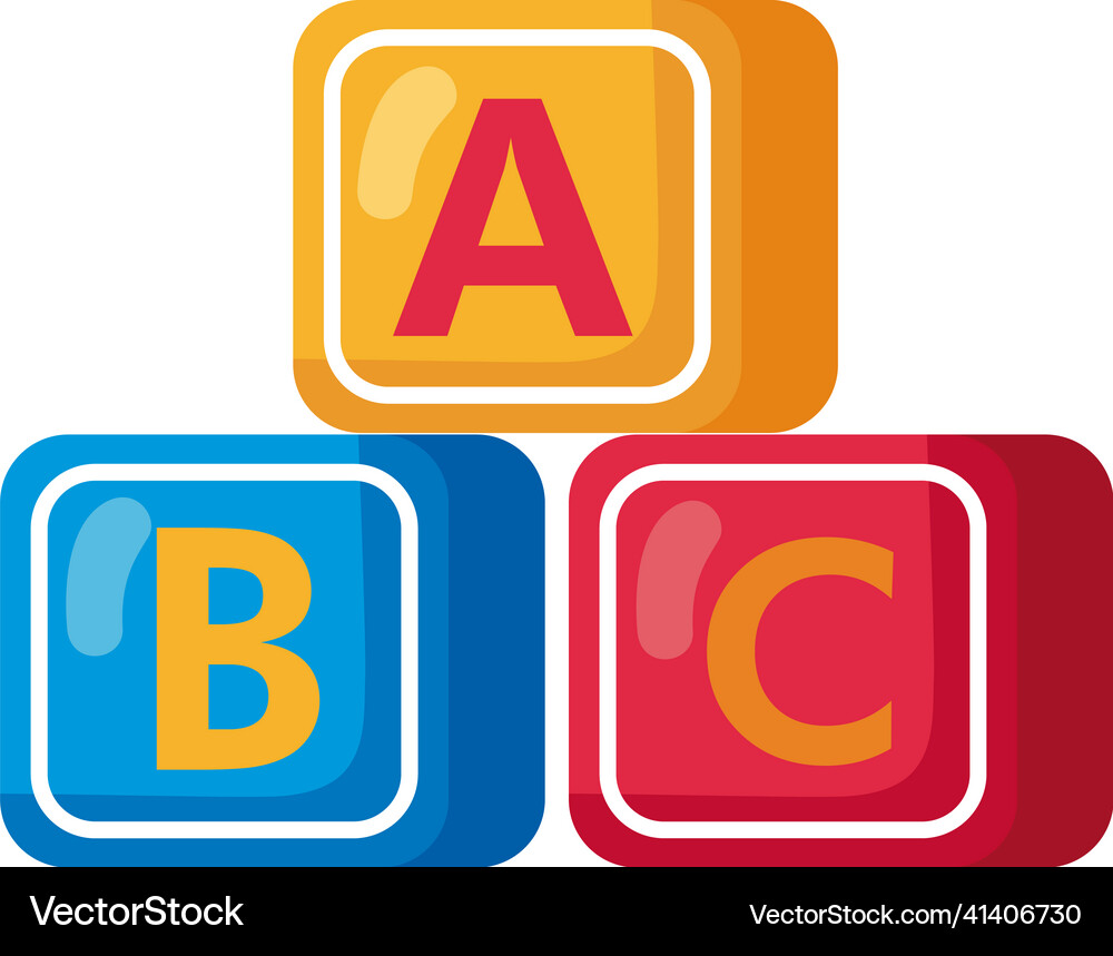 Alphabet in cubes toys Royalty Free Vector Image