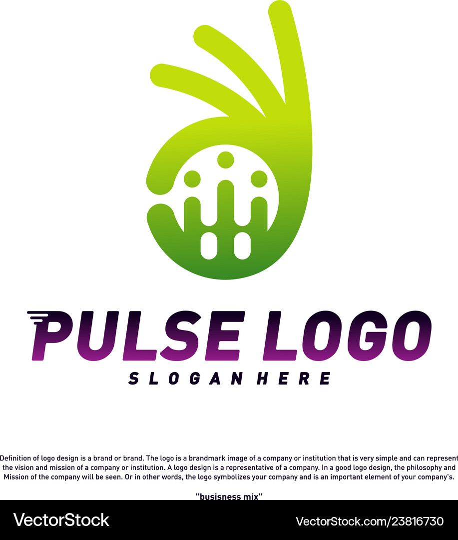 Best pulse logo design concept people beat Vector Image