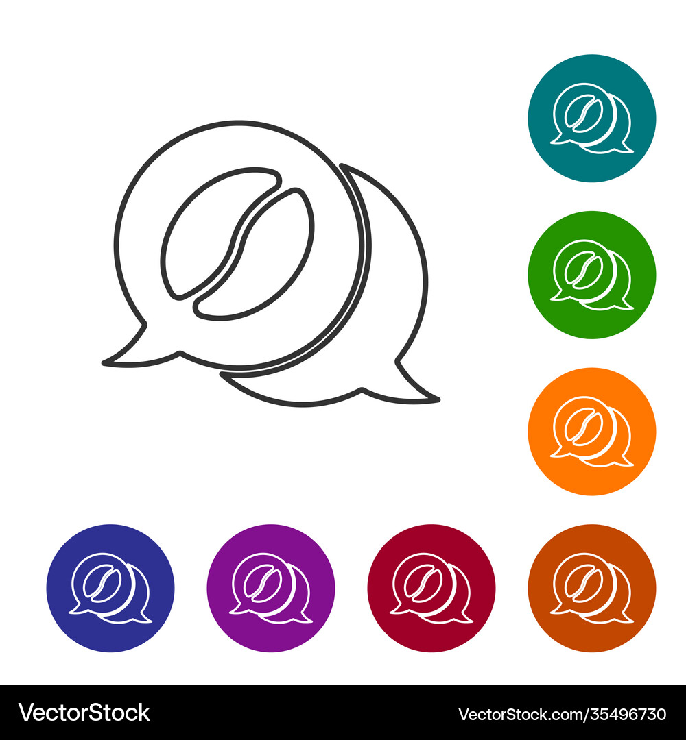 Black line coffee and conversation icon isolated Vector Image